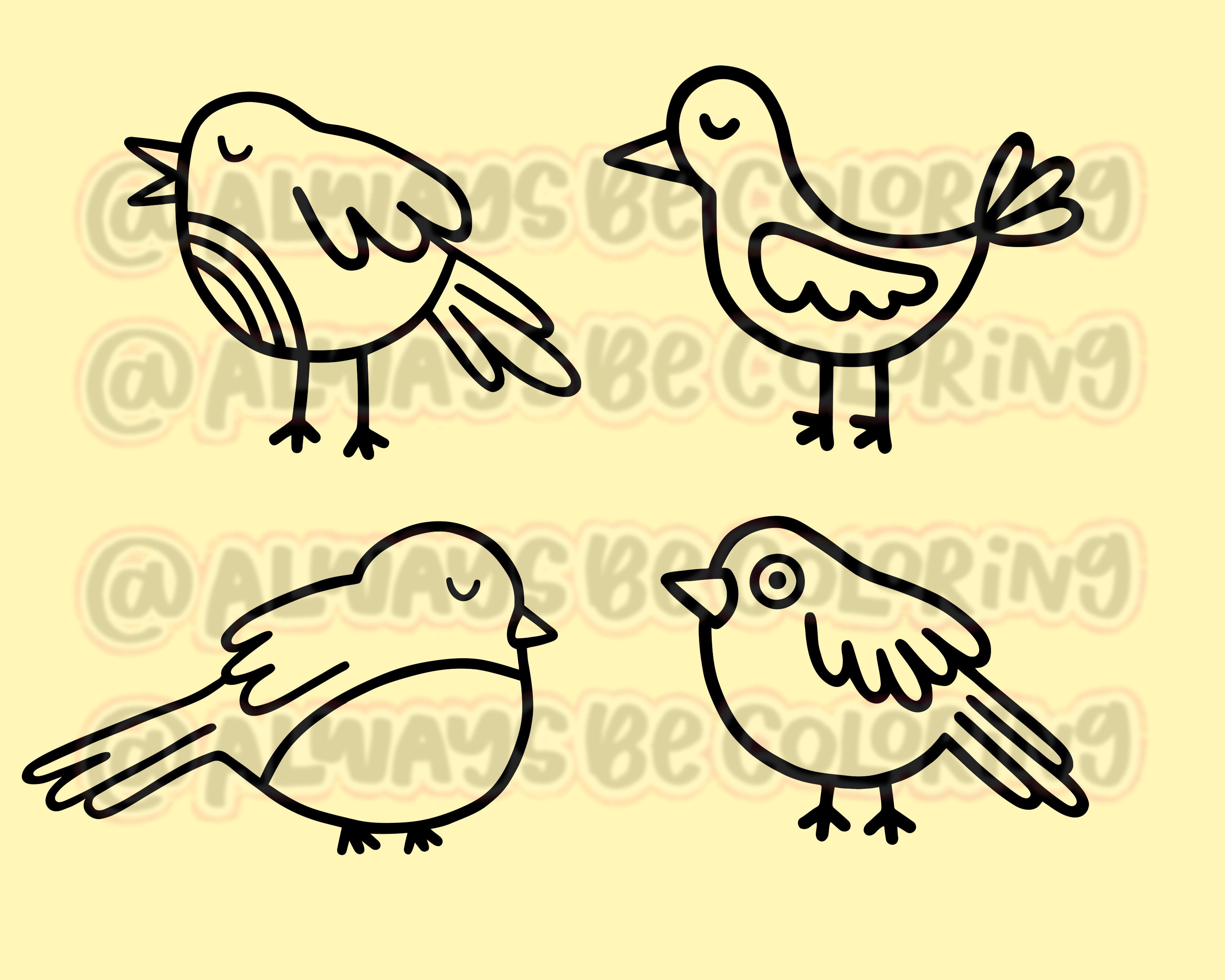 Cute Bird Doodle SVG Set, SVG File Bundle for Cricut or Silhouette ...