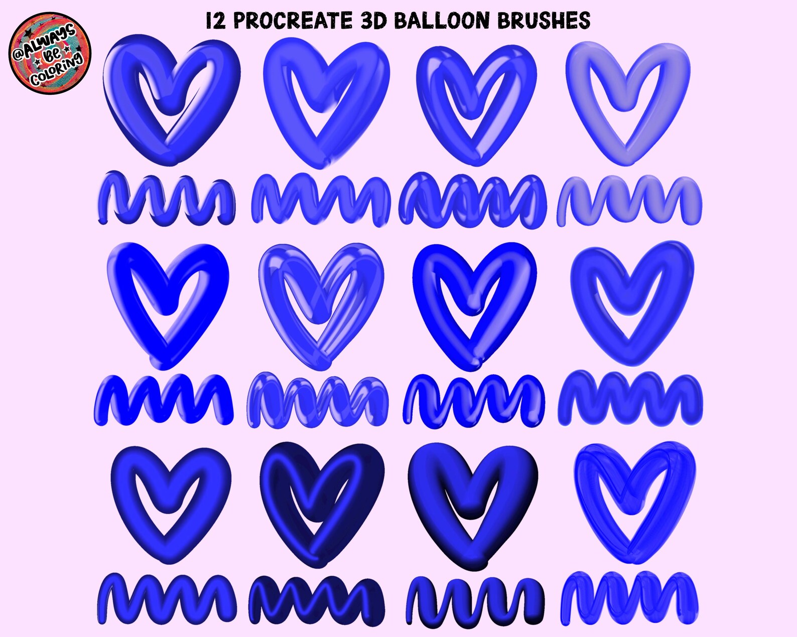 72 Procreate 3D Balloon Letters Stamps & 3D Lettering Brushes, Three ...