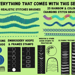 225 Stitch Procreate Brushes, Fabric Seamless Texture Brushes, Clothing Fashion Procreate ...