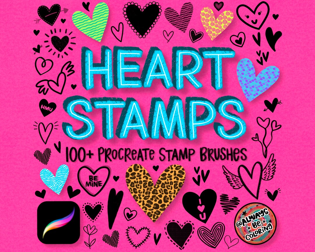 Over 100 Hand Drawn Procreate Heart Stamps! Fun and Unique Doodles ...
