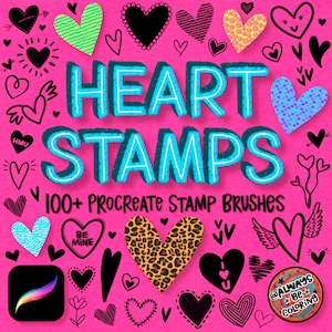 Over 100 Hand Drawn Procreate Heart Stamps! Fun and Unique Doodles ...