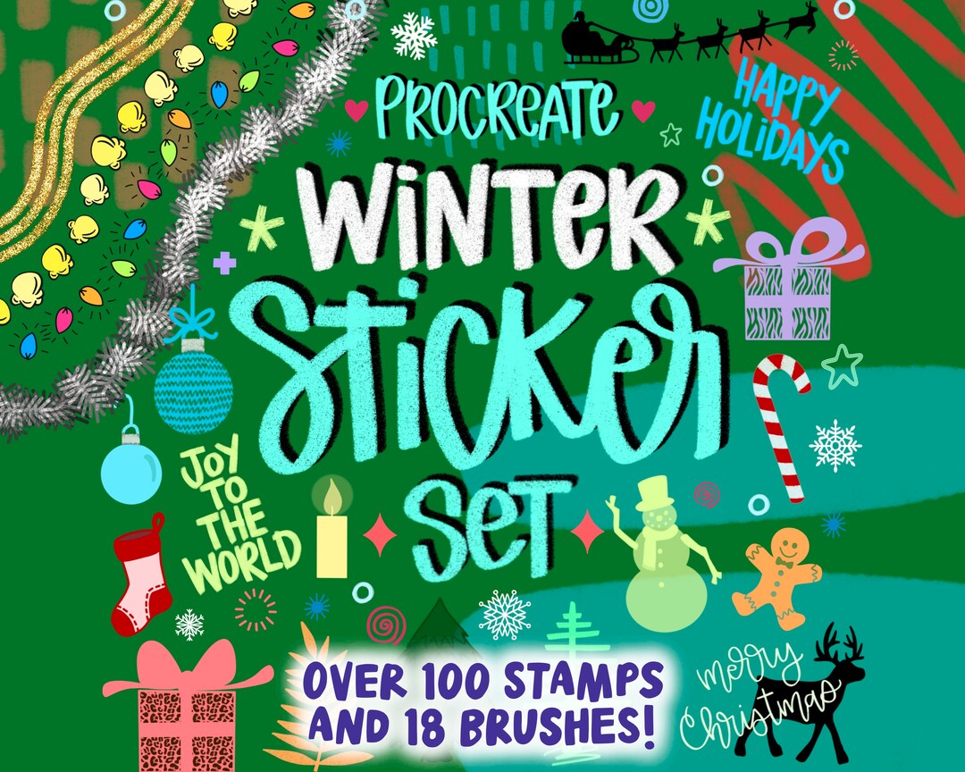 Over 100 Procreate Stamp Brushes With Abstract Shapes and Cute Winter ...
