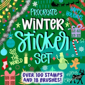 Over 100 Procreate Stamp Brushes With Abstract Shapes and Cute Winter ...