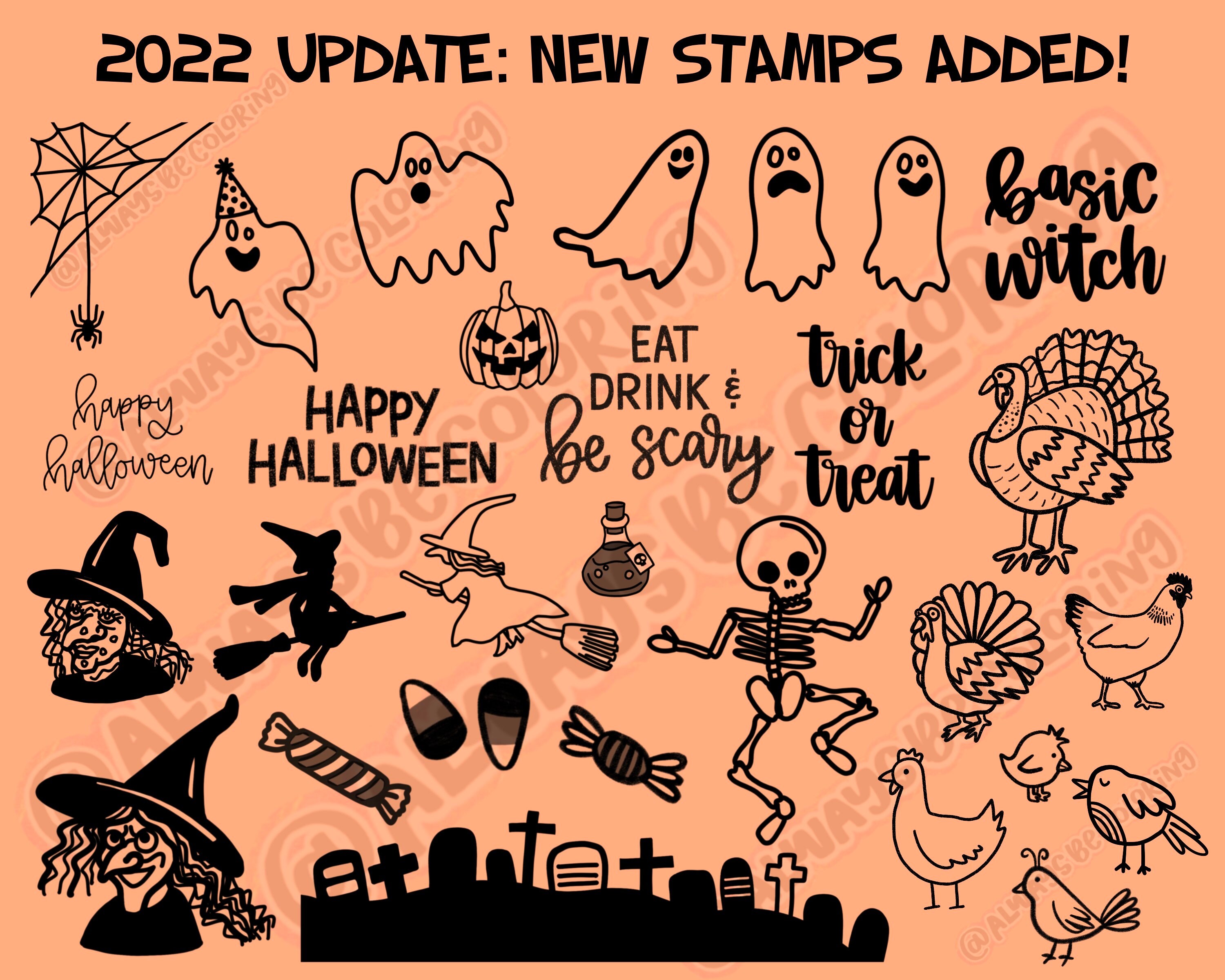 Procreate Spooky Fall Sticker Set! Over 100 Procreate Stamp Brushes ...