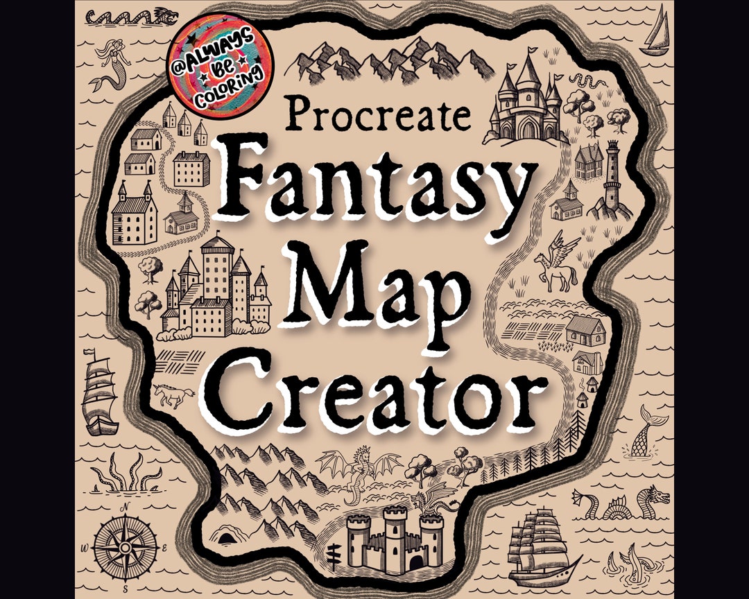 Procreate Fantasy Map Creator, 350 Brushes, Hand Drawn Stamps, Patterns ...