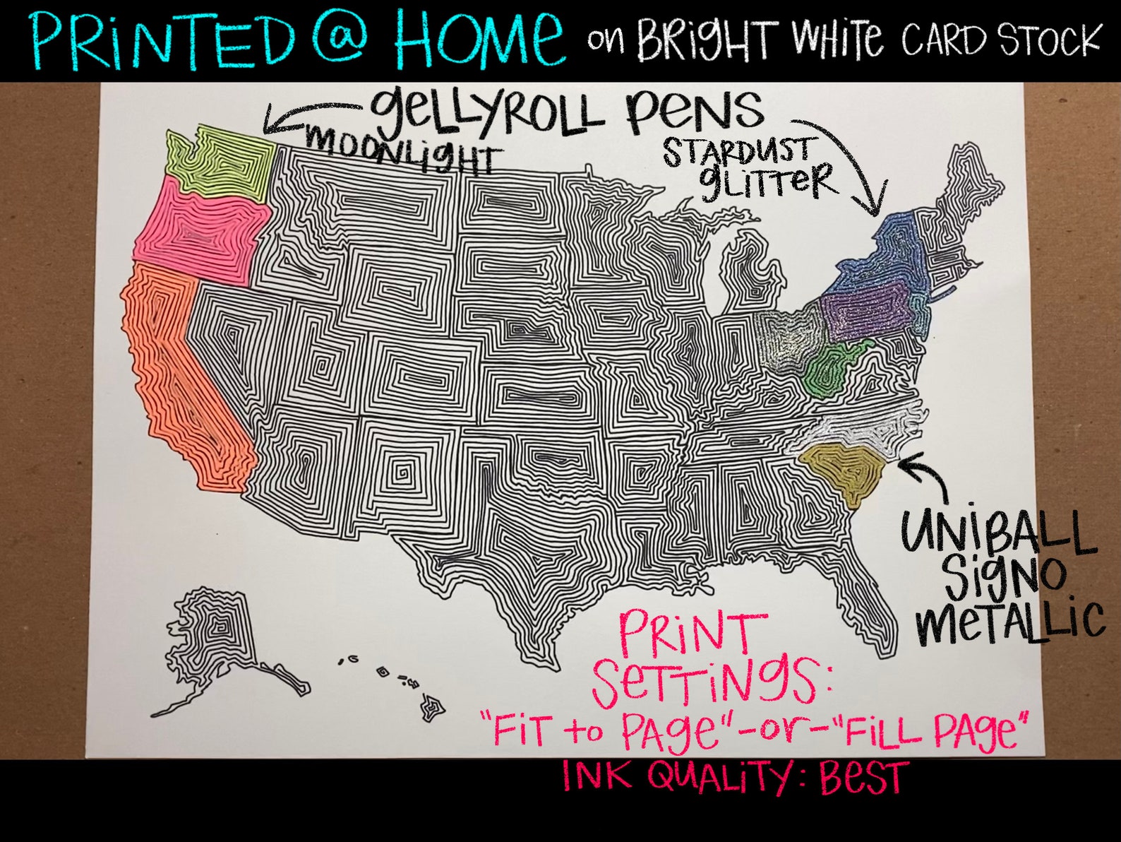 State Lines, USA Wall Art, Printable Digital Download, Line Art, Home ...