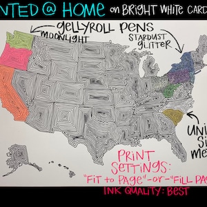 State Lines, USA Wall Art, Printable Digital Download, Line Art, Home ...