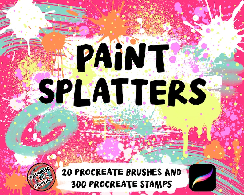 300 Realistic Procreate Paint Splatter Stamps, 20 Dynamic Splatter ...