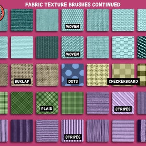 335 Procreate Quilt Brushes, Fabric Seamless Texture Brushes, Digital Embroidery Brush Set ...