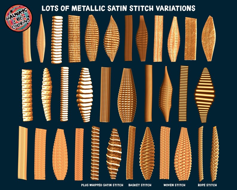 222 Metallic Stitch Procreate Brushes, Fabric Seamless Texture Brushes ...