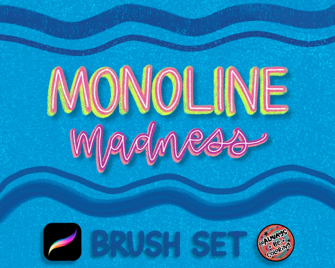 23 Procreate Texture Monoline Brushes, Lettering Brushes, Texture ...