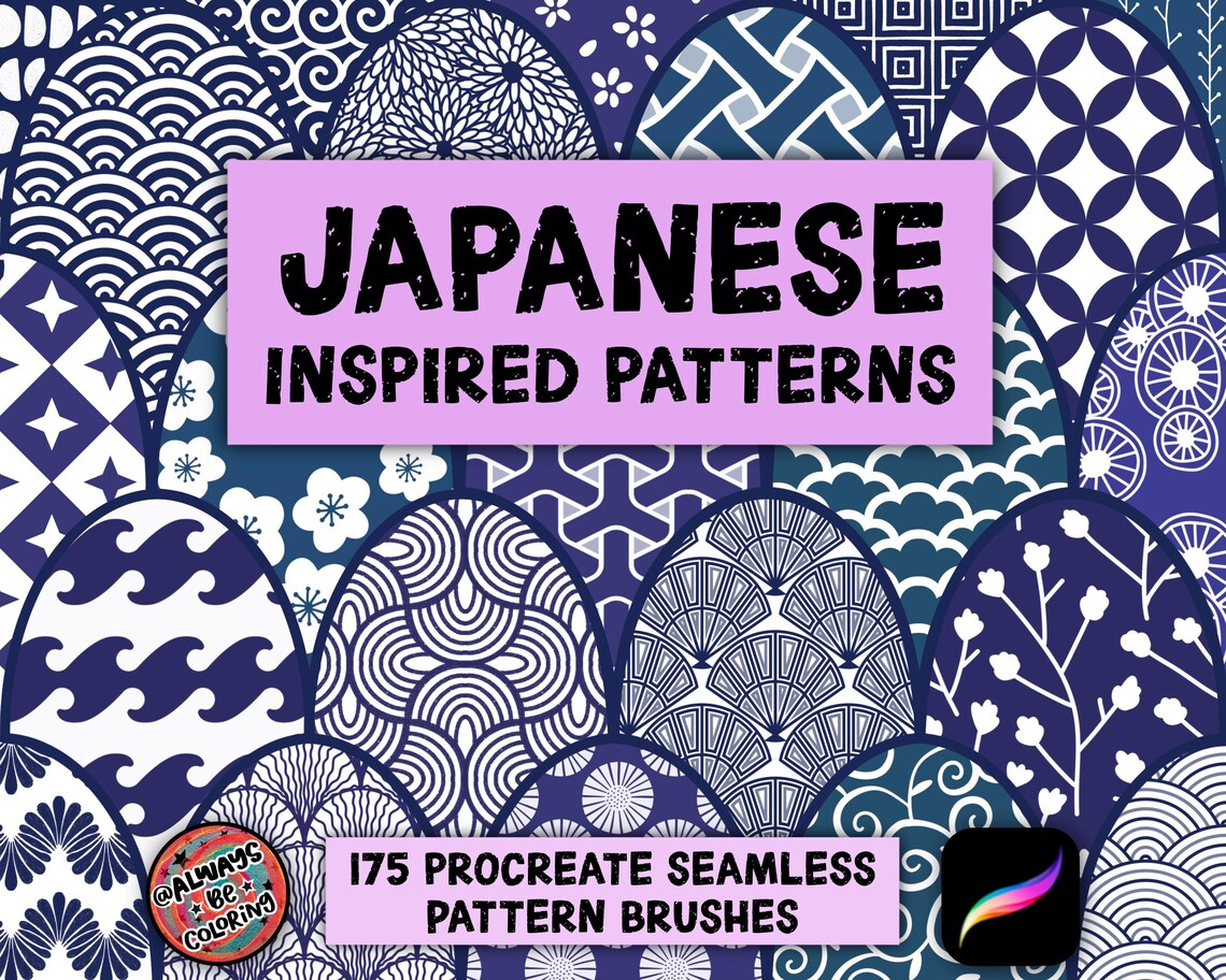 175 Procreate Japanese Inspired Seamless Pattern Brushes, Procreate ...