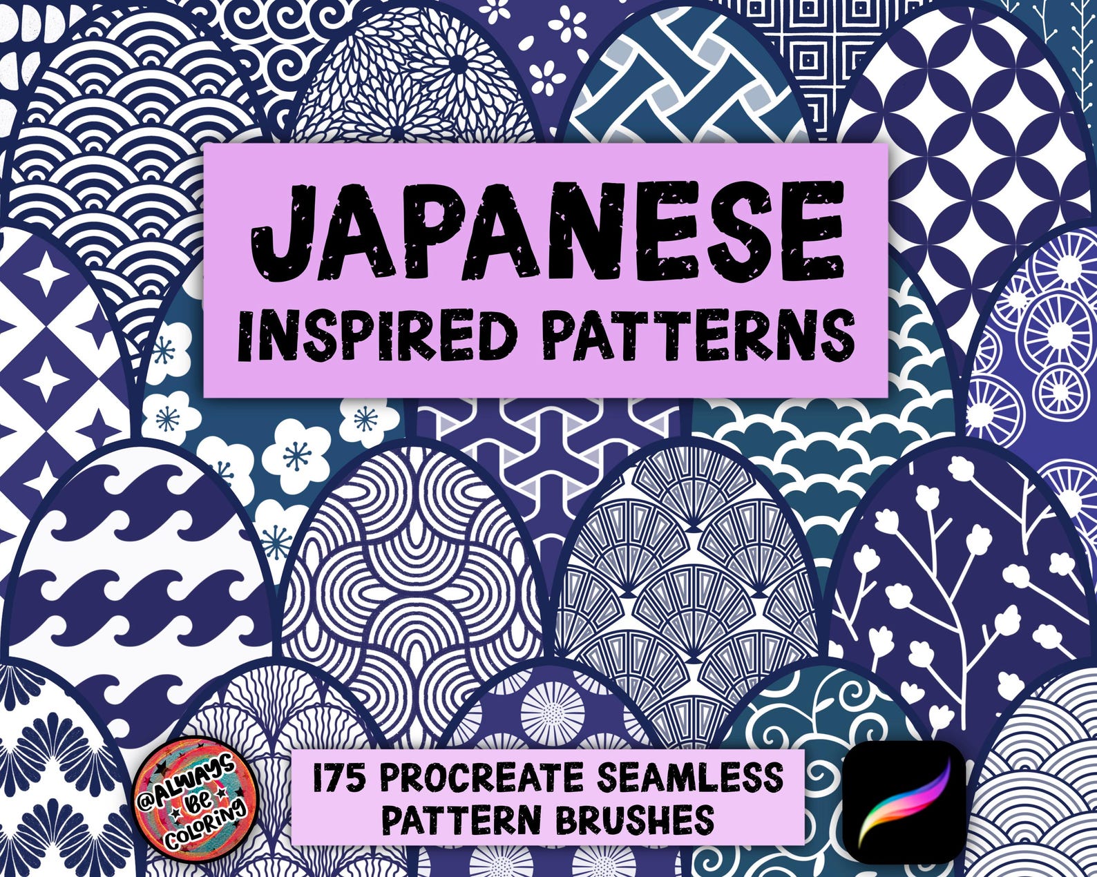 175 Procreate Japanese Inspired Seamless Pattern Brushes, Procreate ...