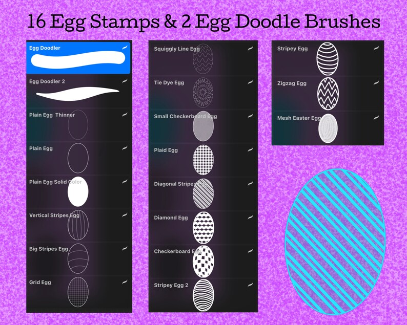 INSTANT DOWNLOAD Easter Egg Procreate Stamp and Brush Set - Etsy