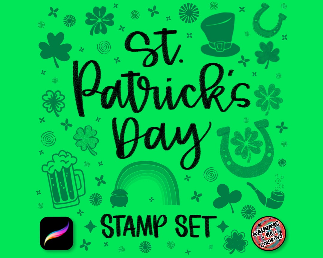 INSTANT DOWNLOAD! St. Patrick’s Day Procreate Stamp Set! 36 Stamps With ...
