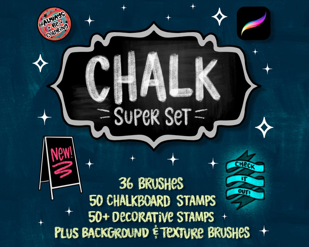 Procreate Chalk Super Set, 150+ Brushes, Chalk Brushes, Chalkboard ...
