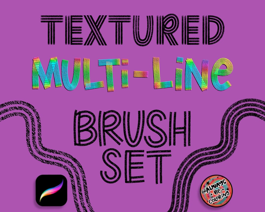 60 Textured Procreate Multi-line Brushes, Lettering Brushes, 2 to 6 ...