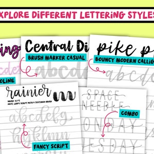 12 Procreate Brushes, 40 Lettering Practice Worksheets, Find Your Style ...