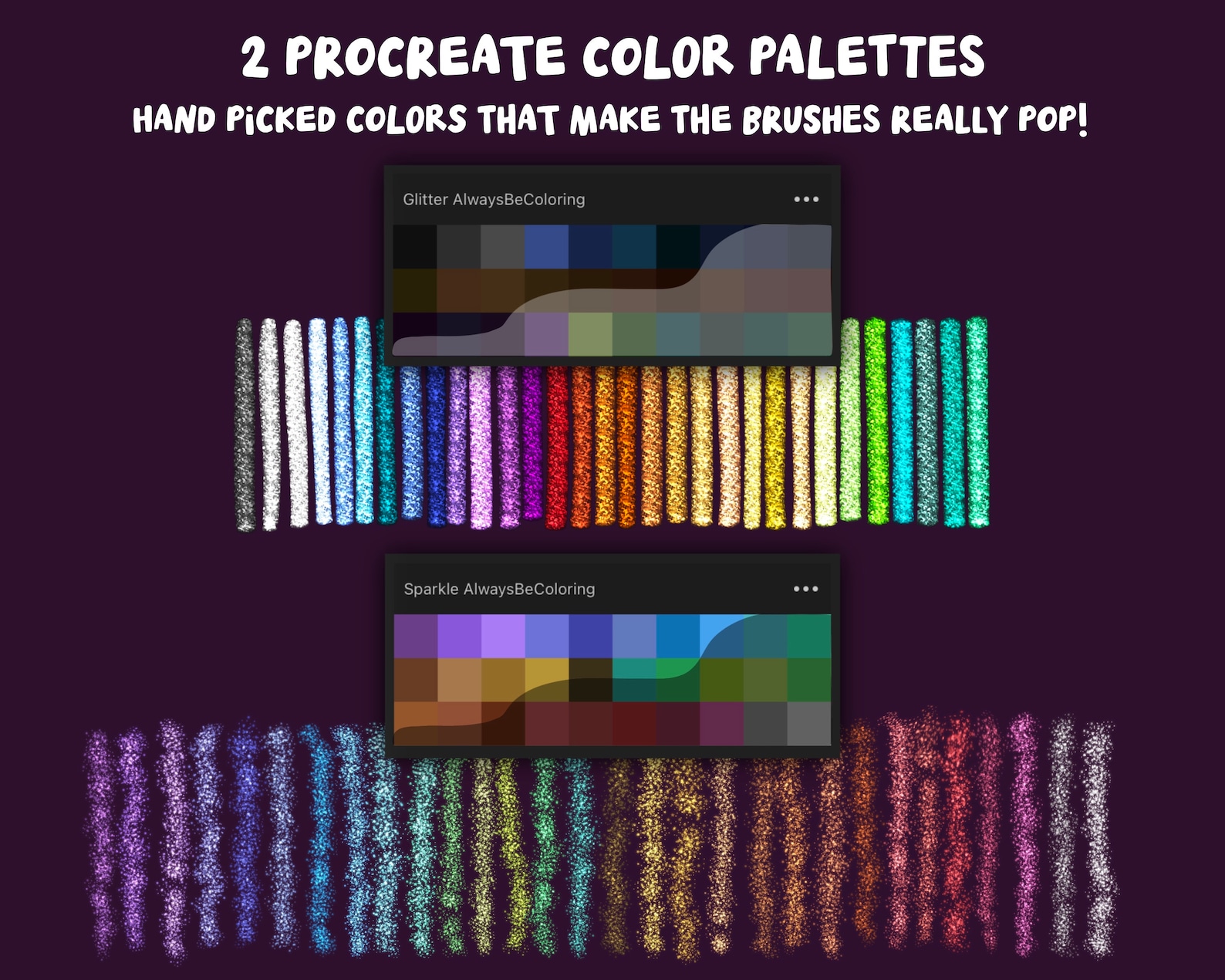 75 Realistic Glitter Procreate Brushes for Lettering, Illustration. With 2 Procreate Color ...