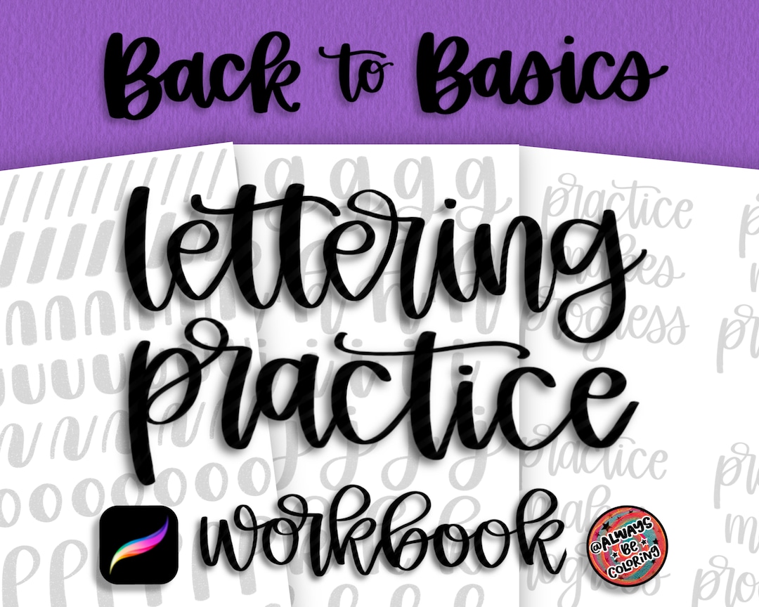 10 Procreate Brushes, 20 Lettering Practice Worksheets, Learn Brush ...