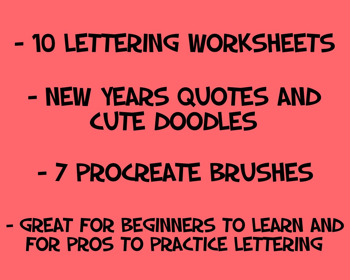 7 Procreate Brushes & 10 Lettering Practice Worksheets New | Etsy