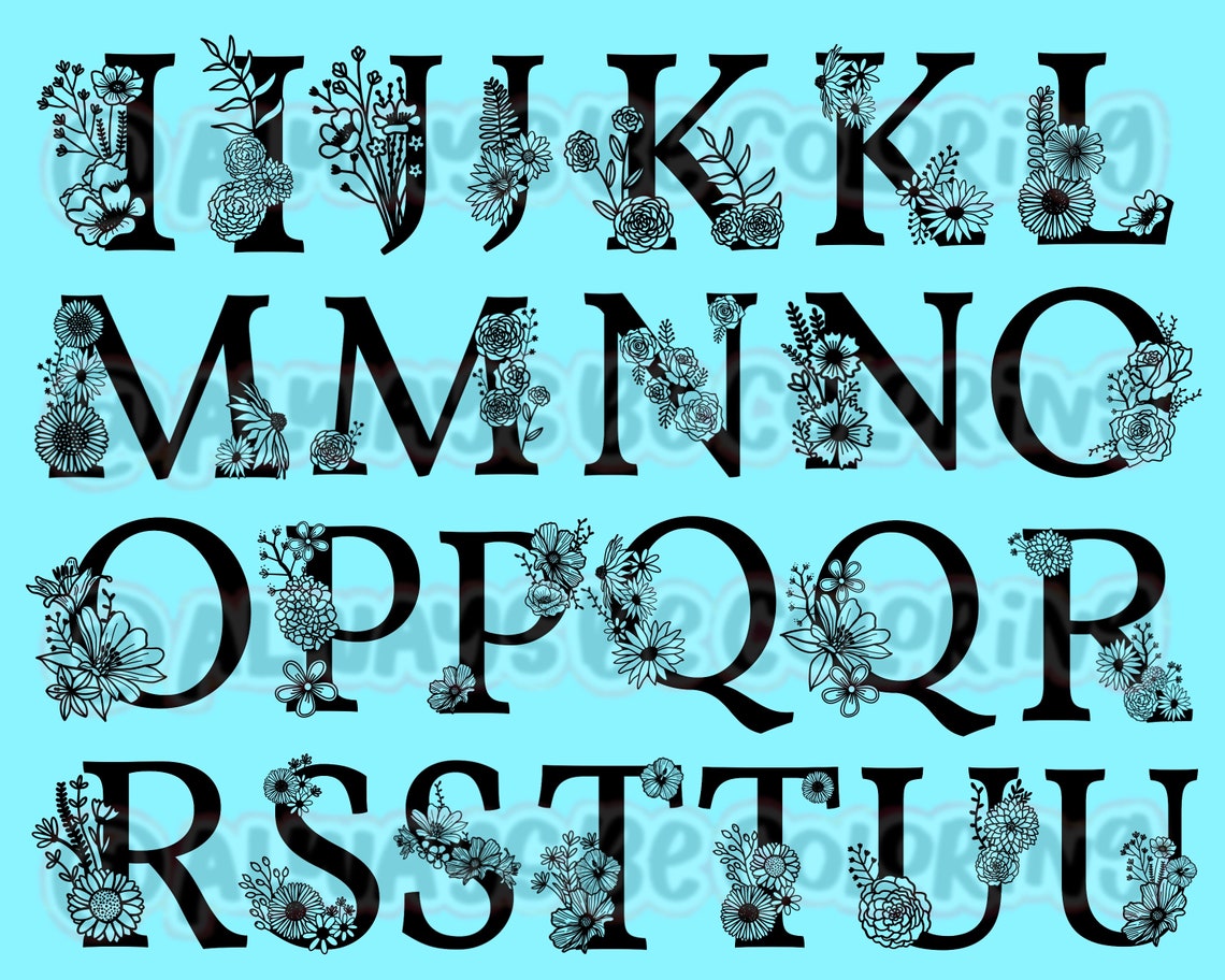 3 Sets Floral Alphabet Procreate Stamp Set 78 Flower Monogram - Etsy