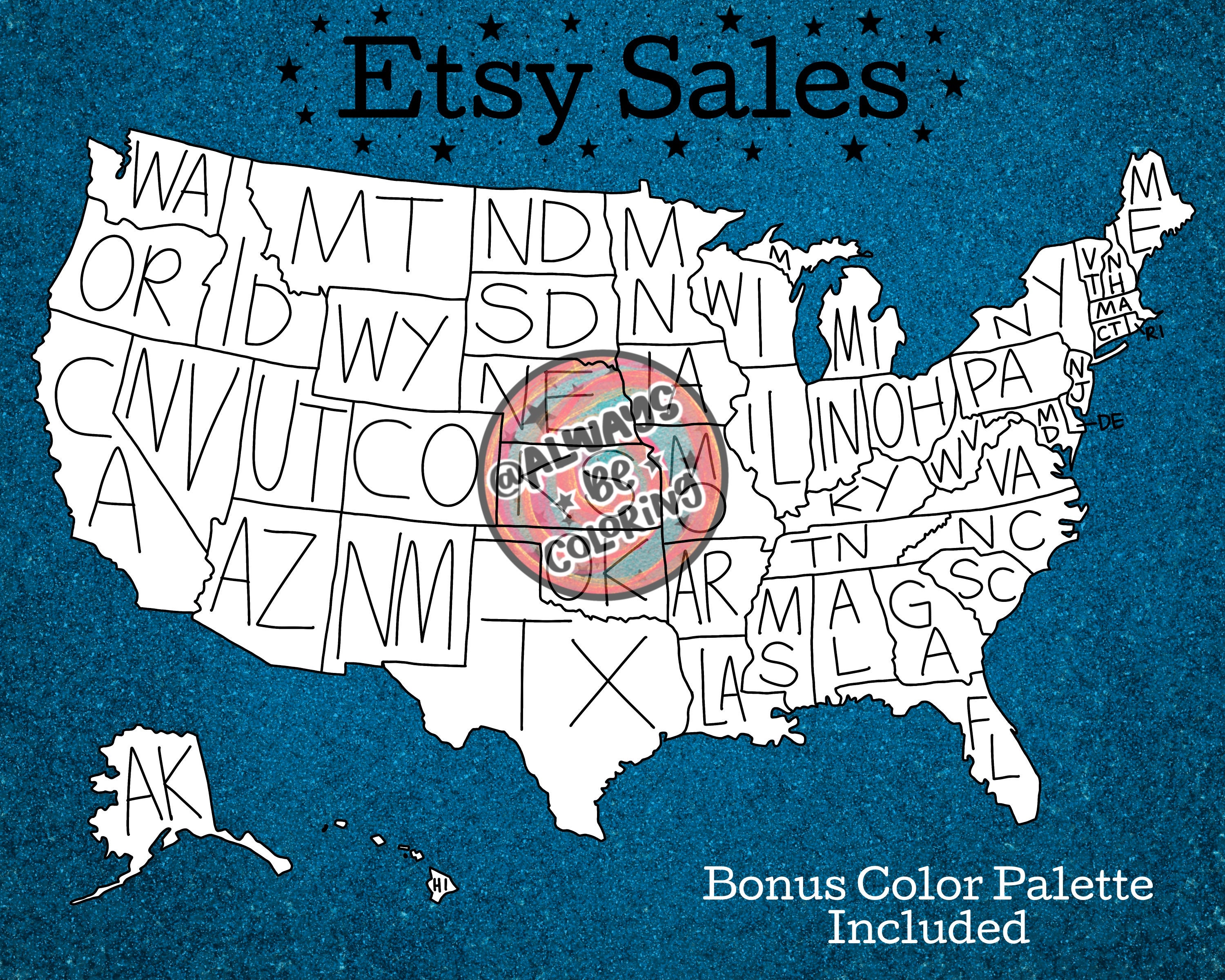 3 Etsy Sales Maps With Bonus Procreate Color Palette 2 - Etsy