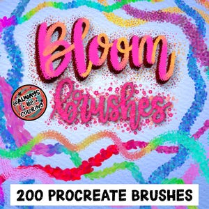 200 Procreate Bloom Lettering Brushes, Procreate Glitter Brushes ...