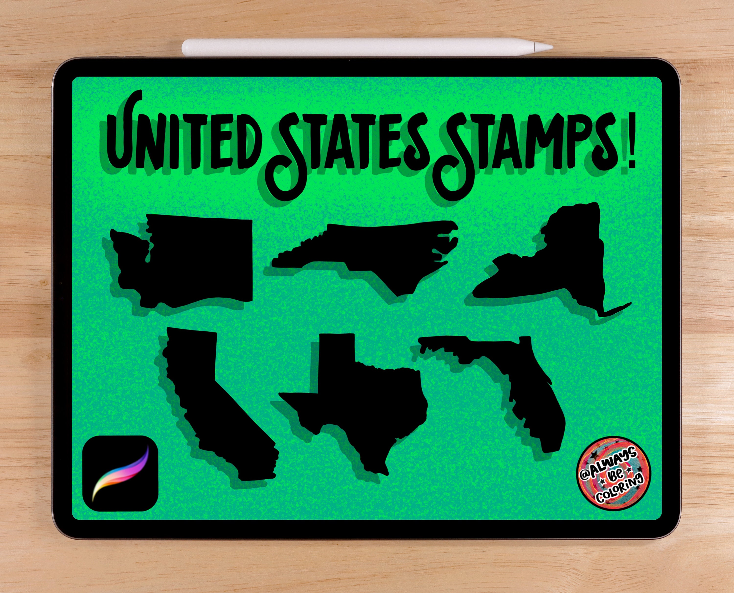 INSTANT DOWNLOAD United States Procreate Stamp Set All 50 | Etsy