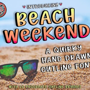 Beach Weekend Outline Font Hand Drawn Display Font Branding - Etsy