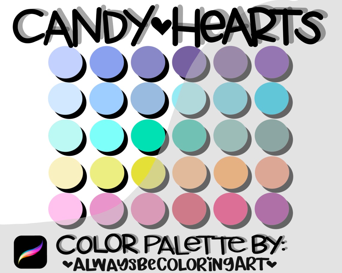 INSTANT DOWNLOAD Custom Pastel Candy Hearts Color Palette & | Etsy