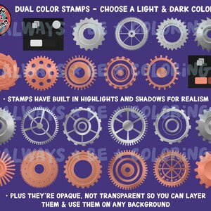 230 Procreate Steampunk Brushes and Stamps, Realistic Mechanical Gears ...