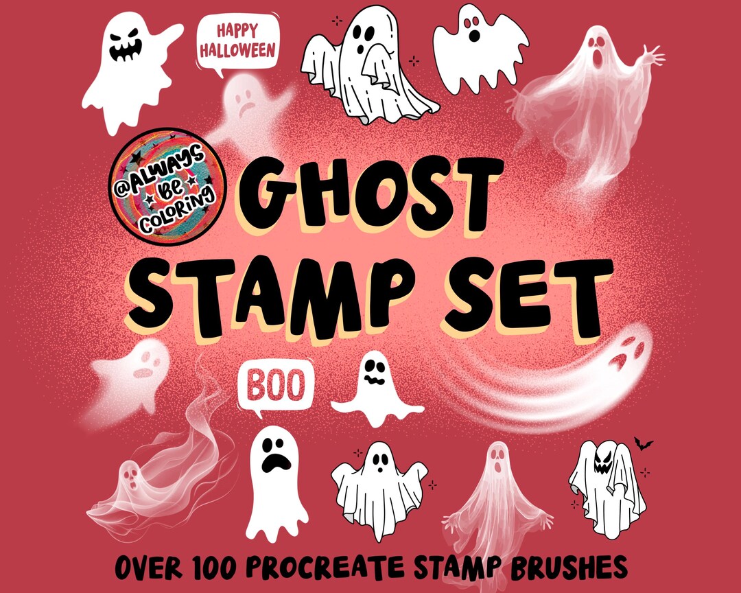 100 Hand Drawn Procreate Ghosts Stamp Brushes, Halloween Procreate ...