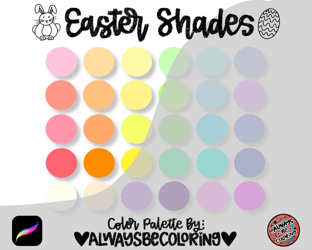 Custom Easter Color Palette and PDF Color Swatches for Procreate App ...