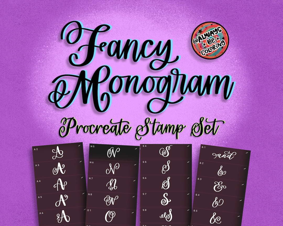 216 Fancy Monogram Procreate Stamp Brushes! Beautiful Hand Drawn ...