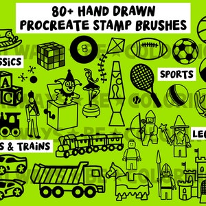 Procreate Toys Set! 80+ Procreate Stamp Brushes, Hand Drawn Toys ...