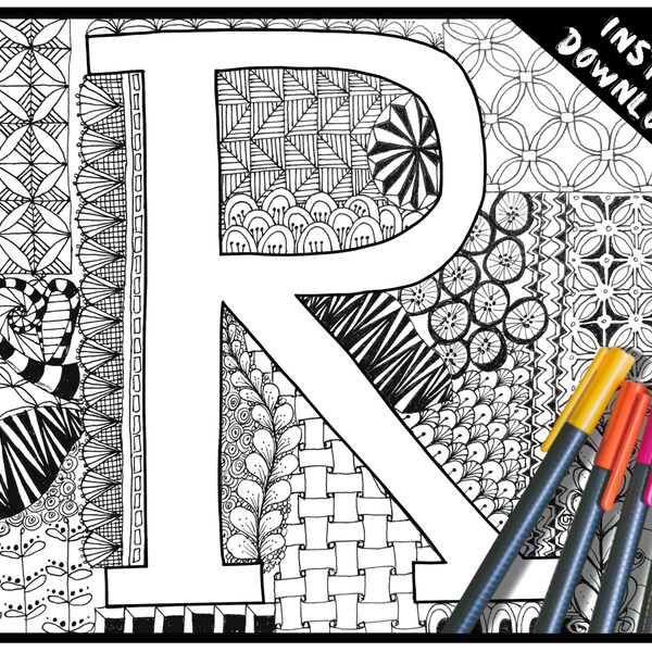 Zentangle Coloring Pages - Etsy
