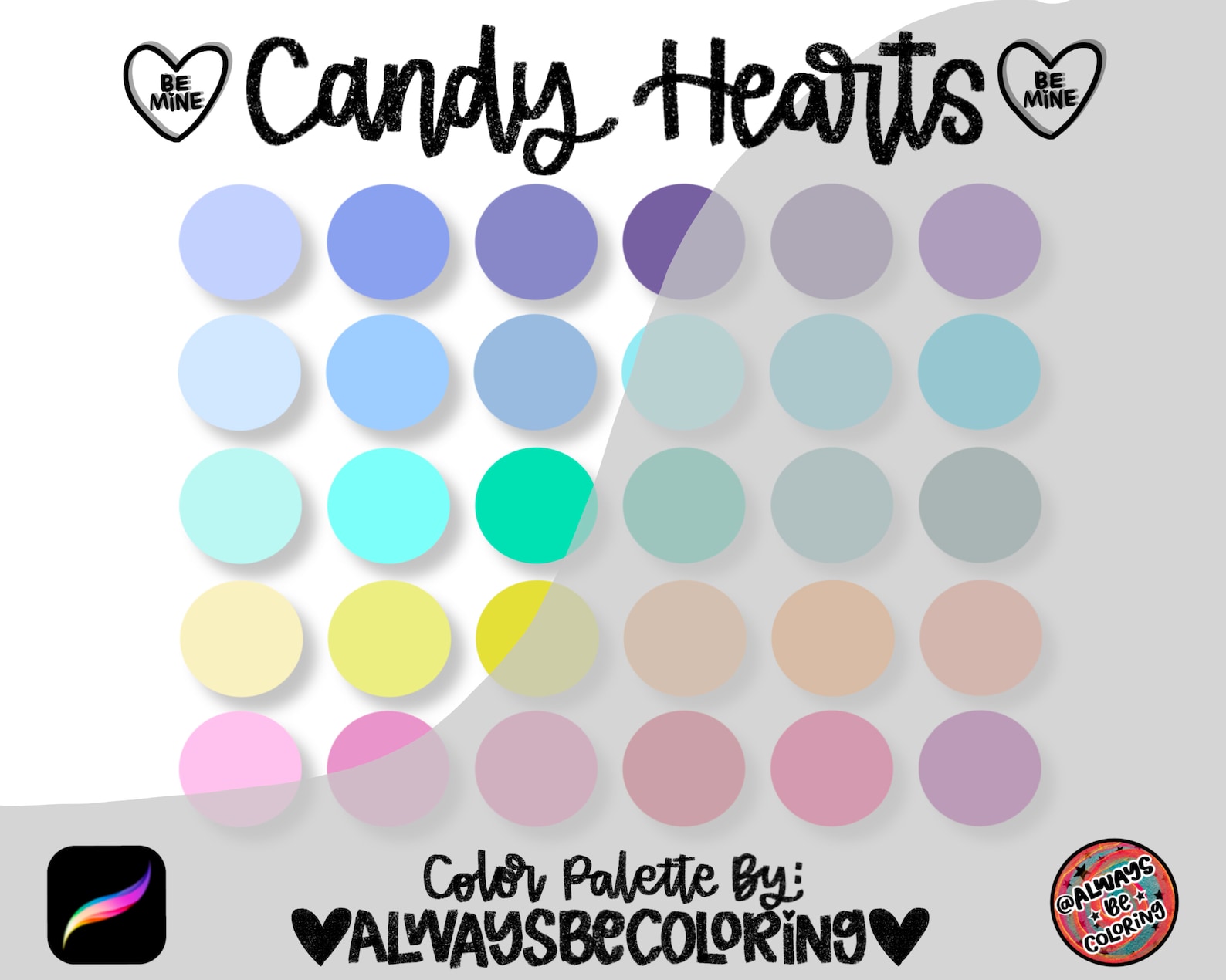 INSTANT DOWNLOAD Custom Pastel Candy Hearts Color Palette & - Etsy
