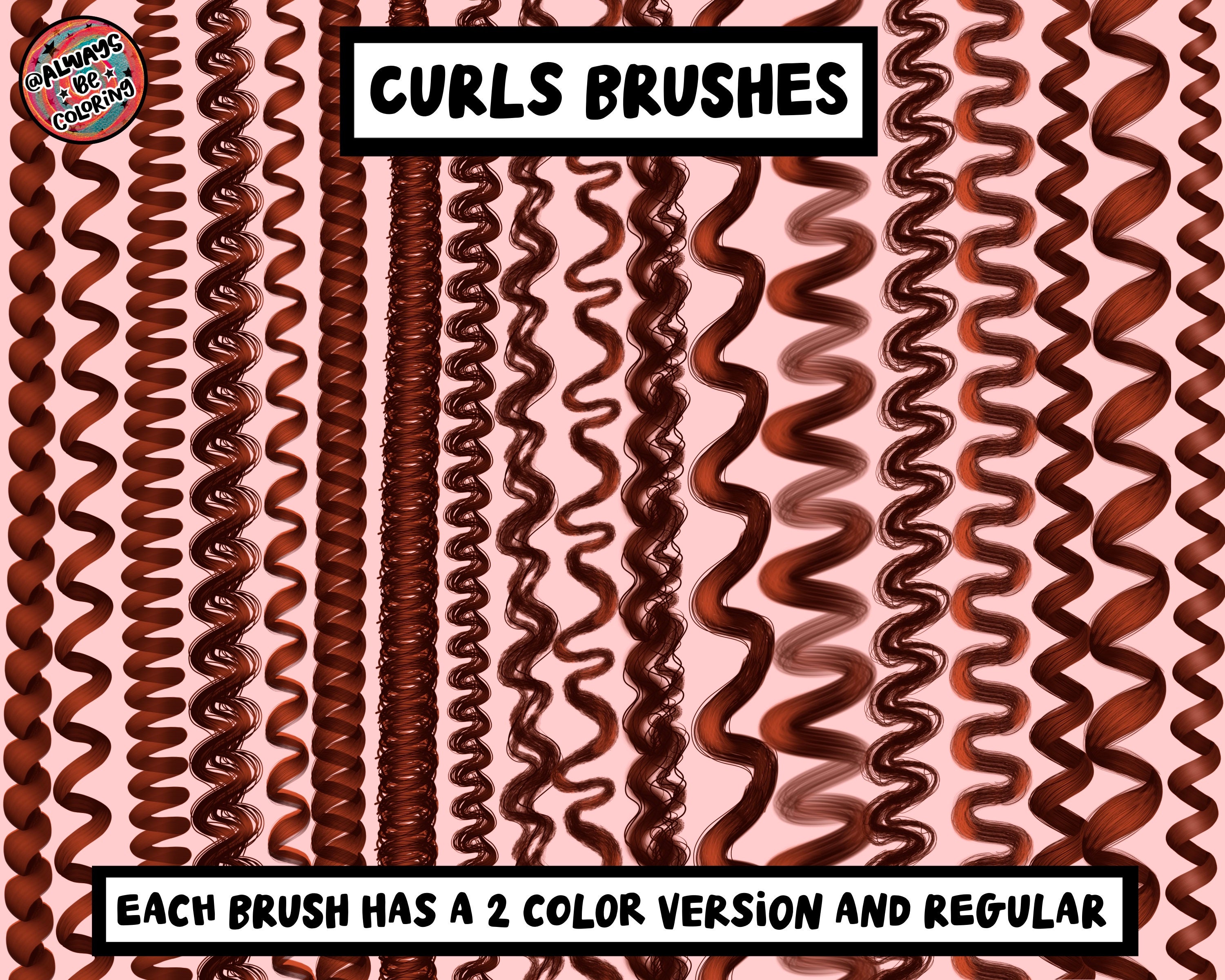 165 Procreate Hair Brushes! Realistic Braids, Curls, Long Hair, Hair ...