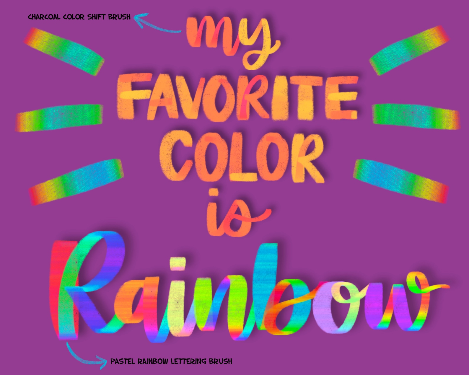 36 Rainbow Color-changing Procreate Brushes for Lettering | Etsy