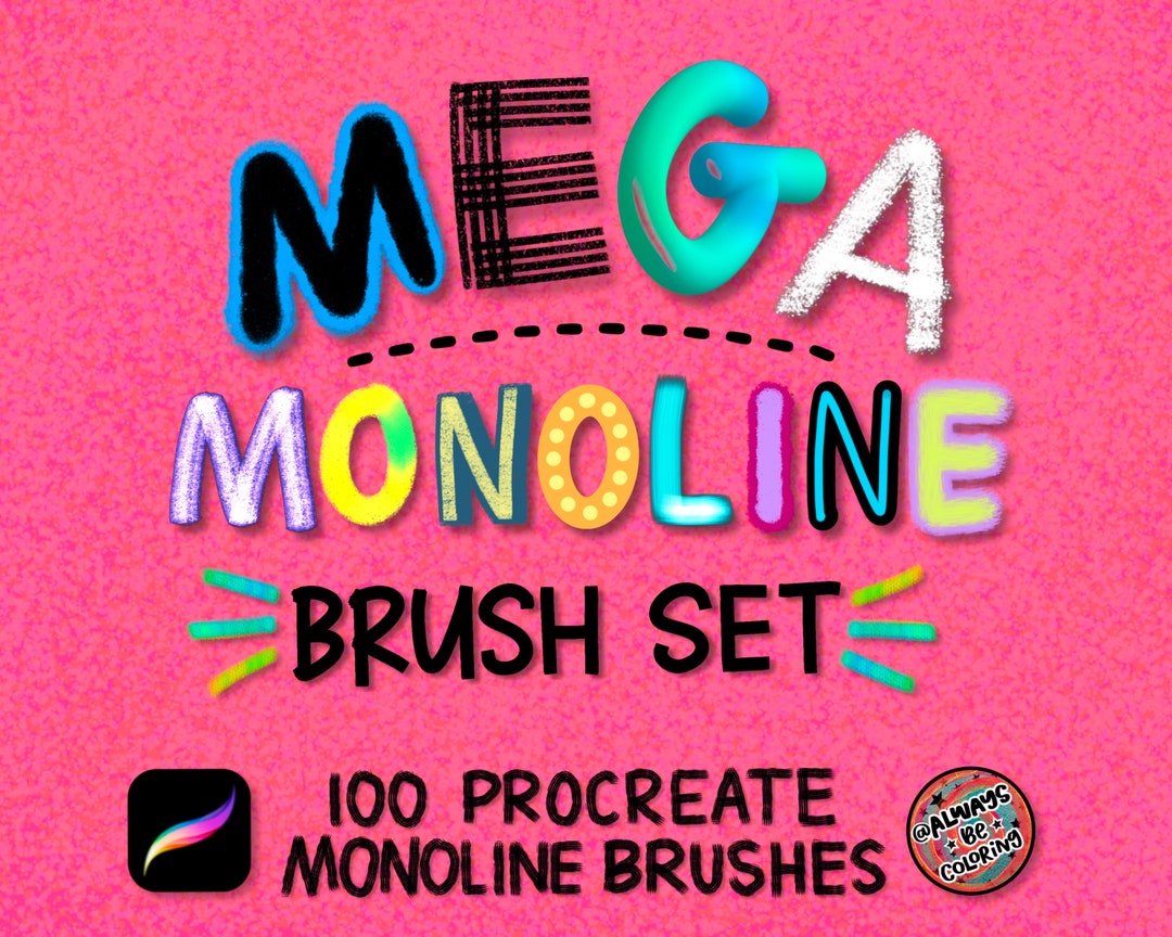 100 Monoline Procreate Brushes for Lettering, Illustration. Sketching ...
