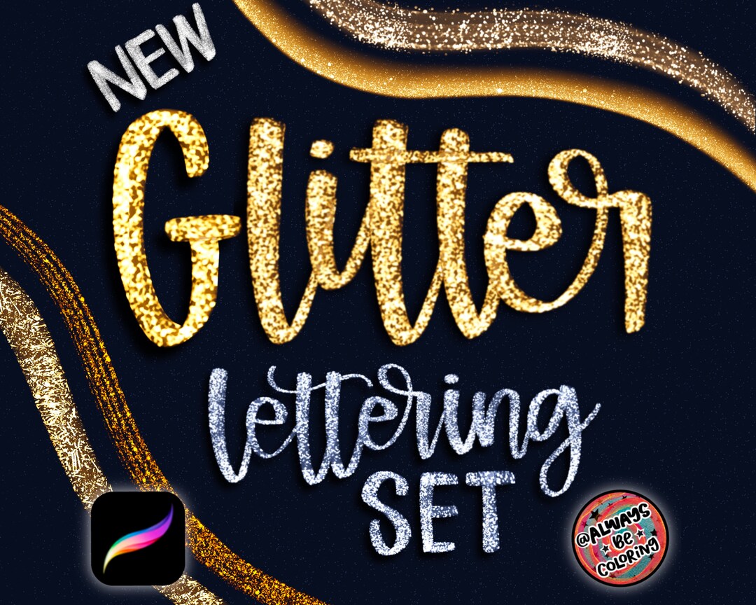 16 Metallic & Glitter Procreate Brushes for Lettering, Illustration ...