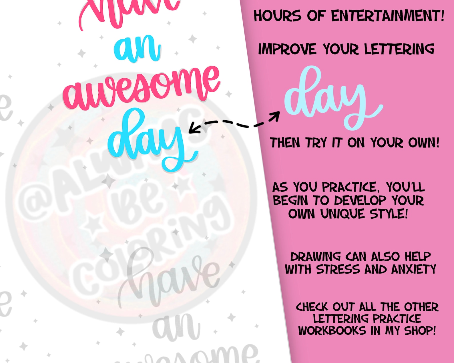 10 Procreate Brushes, 20 Lettering Practice Worksheets, Learn Brush ...