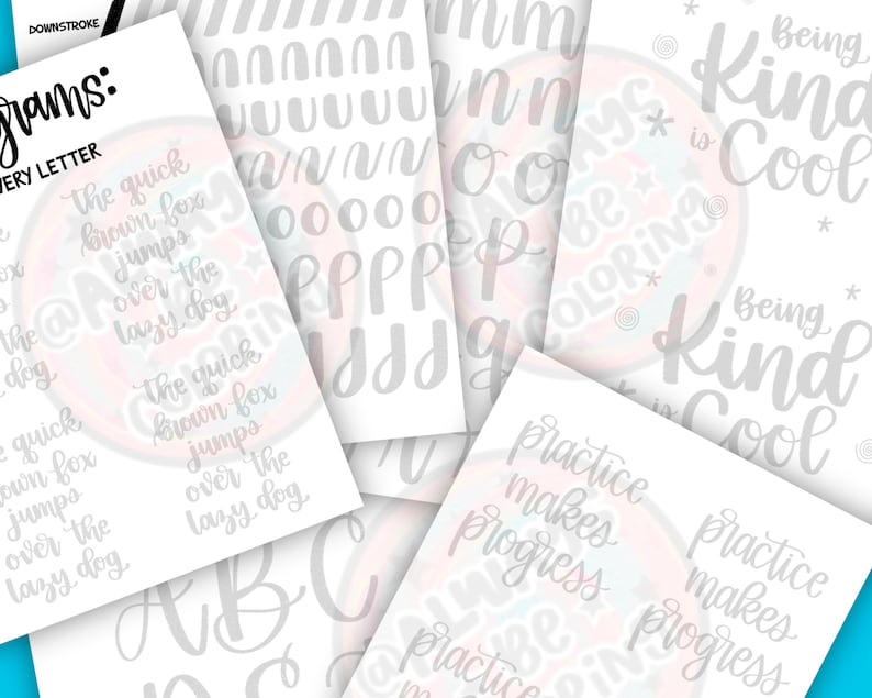 10 Procreate Brushes 20 Lettering Practice Worksheets Learn - Etsy