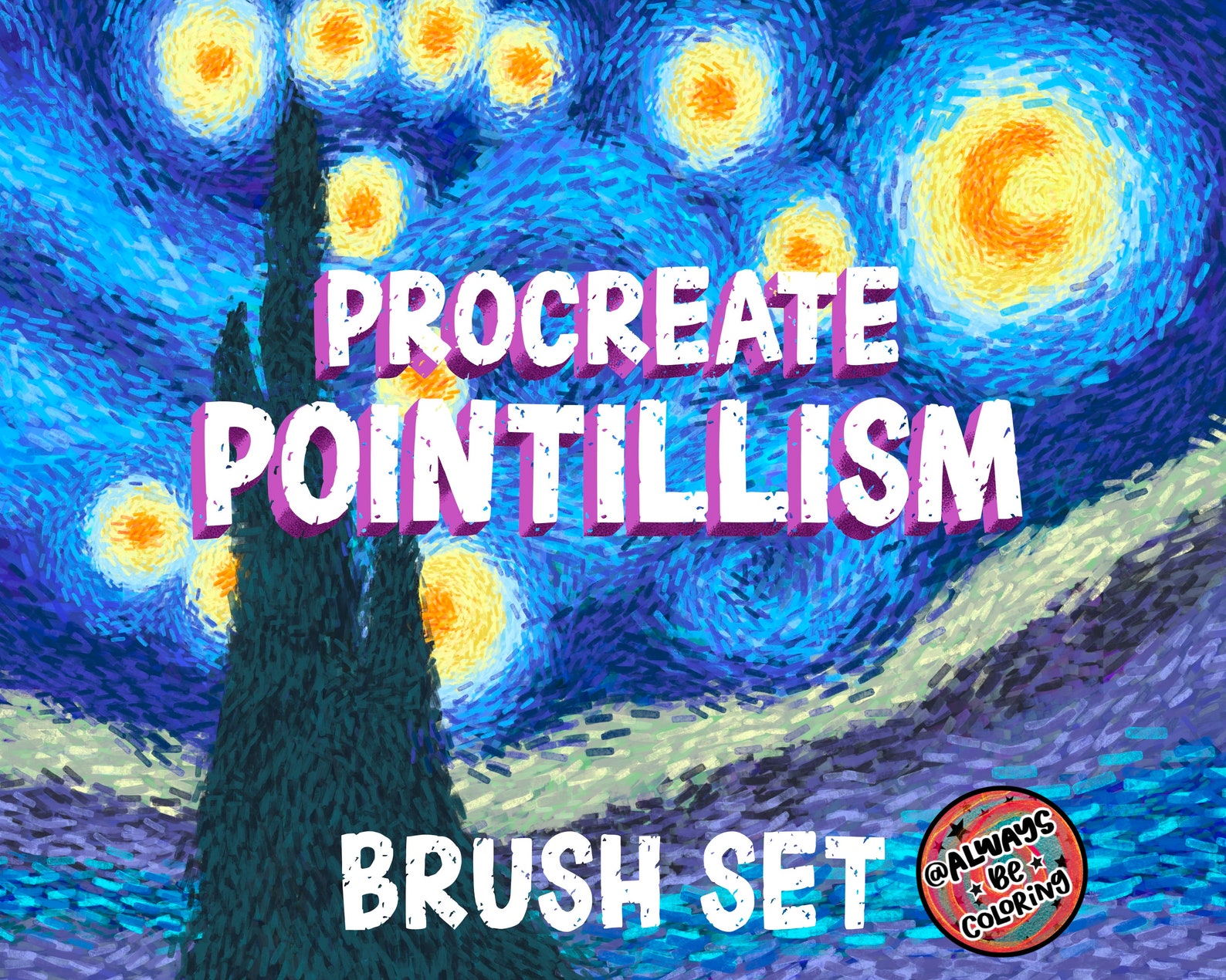 90 Procreate Pointillism Brushes for Lettering & Illustration Halftone ...
