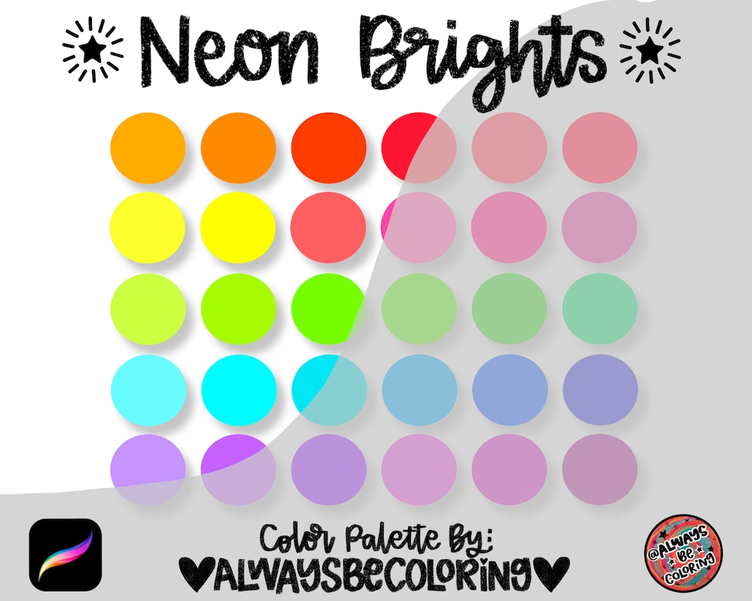 INSTANT DOWNLOAD! Custom NEON Brights Color Palette & Pdf Color ...