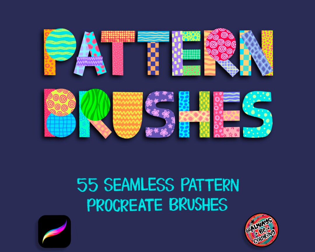 55 Seamless Pattern Procreate Brushes! Dots, Grids, Hearts, Flowers ...