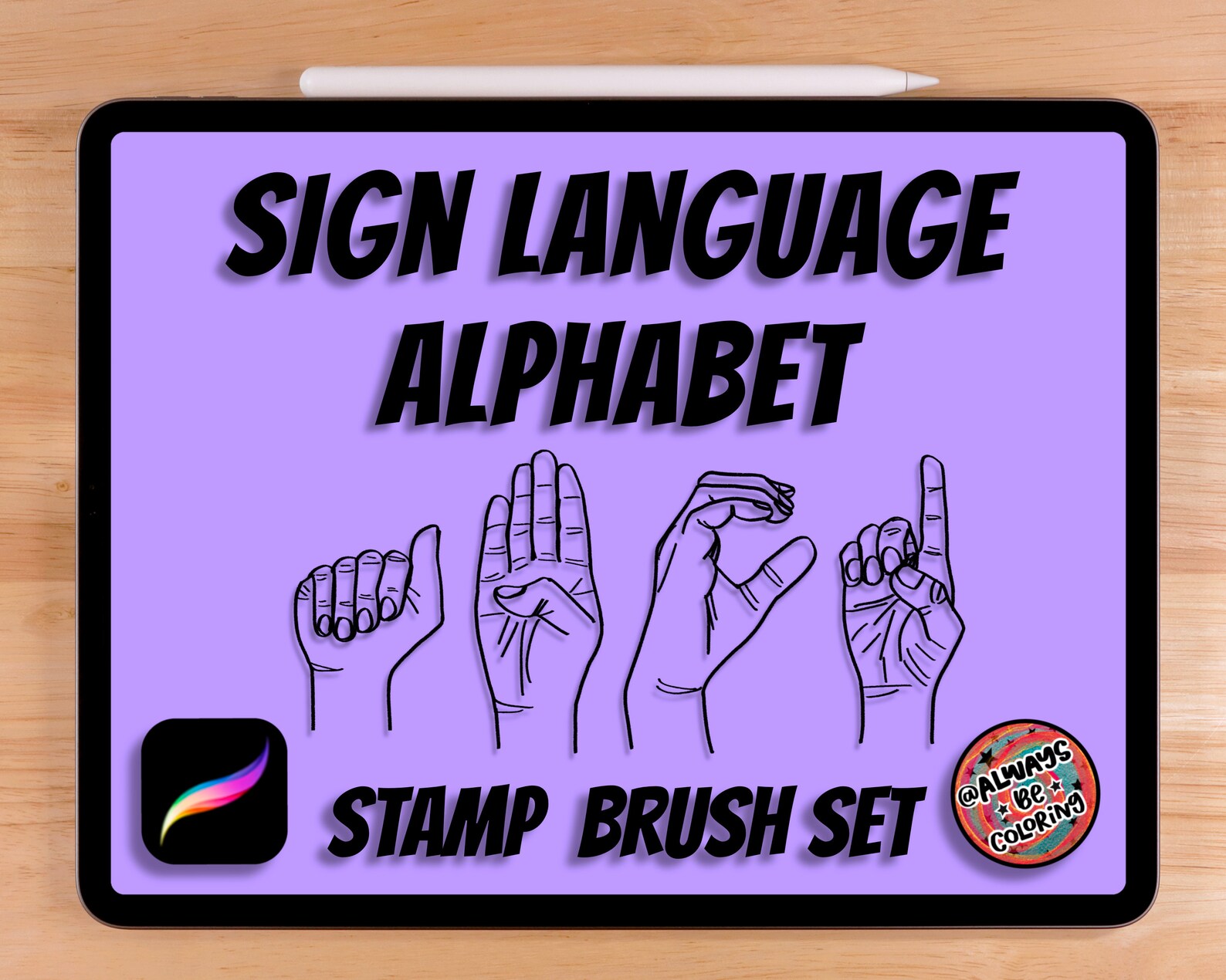 INSTANT DOWNLOAD! Sign Language Alphabet Procreate Stamp Set! 26 Hand ...