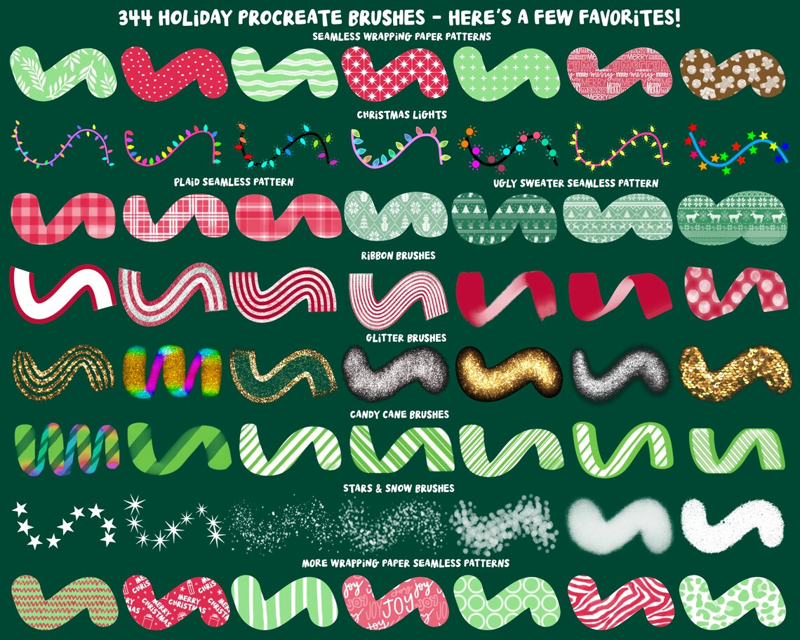 Procreate Huge Holiday Bundle Save 60%! 1005 Procreate Christmas Stamps ...