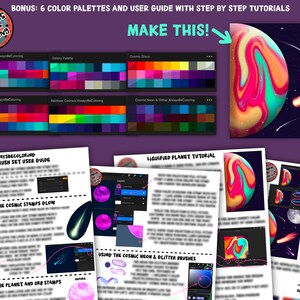 210 Procreate Cosmic Stamps and Dynamic Brushes, Neon & Glitter Brushes ...